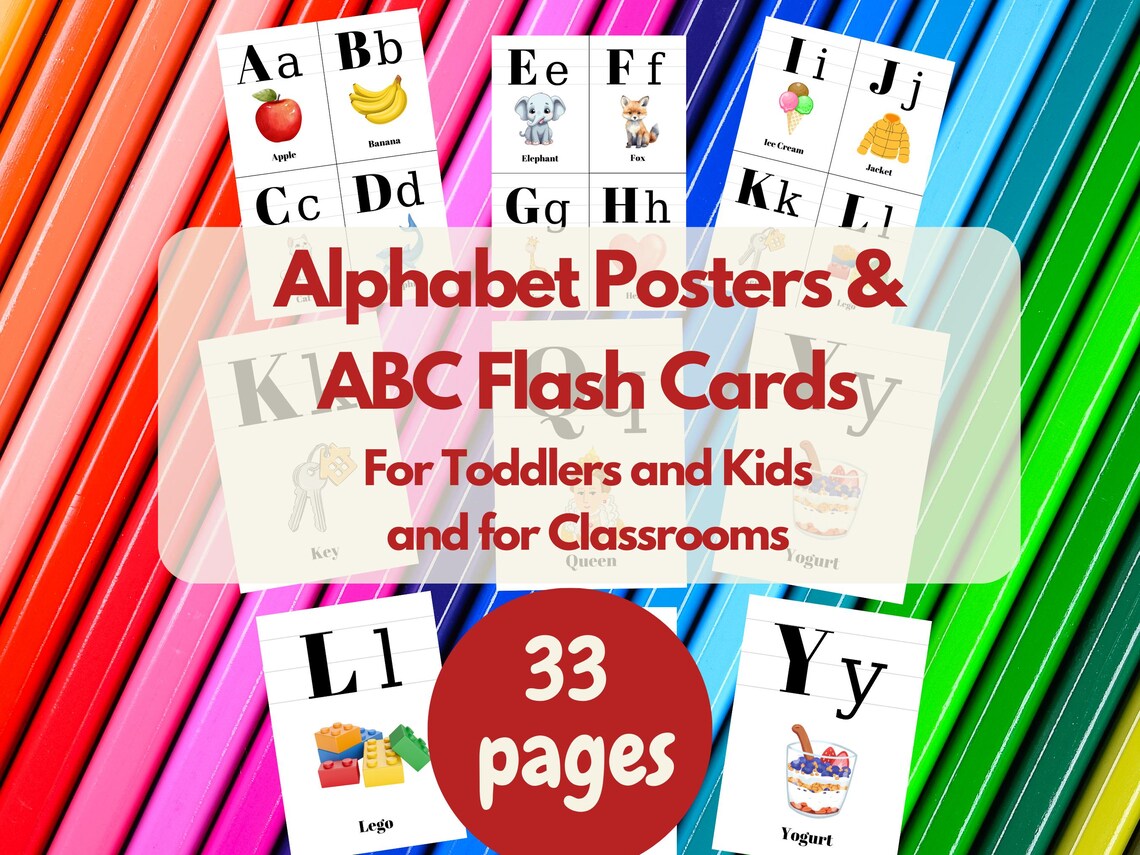 Alphabet Poster for Classroom, ABC Flash Cards, Alphabet Cards, Learn ...