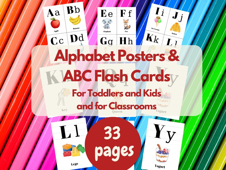 Alphabet Poster for Classroom, ABC Flash Cards, Alphabet Cards, Learn ...