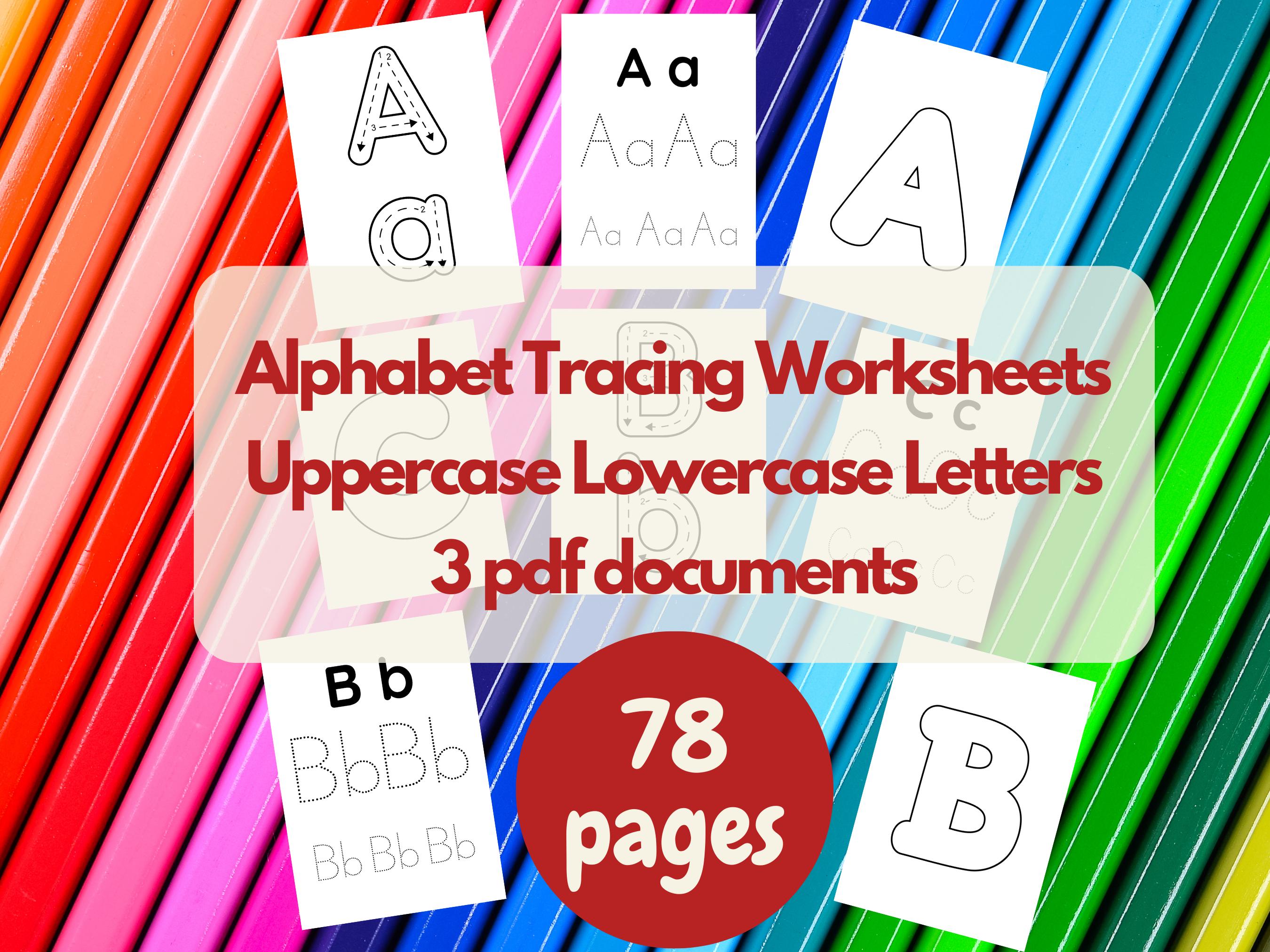 Alphabet Tracing Worksheets, Upper and Lower Case Letters Tracing Pages ...