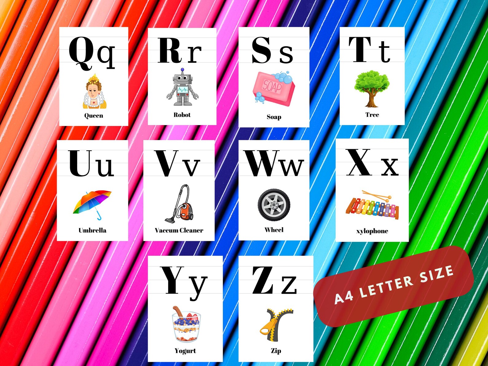 Alphabet Poster for Classroom, ABC Flash Cards, Alphabet Cards, Learn ...