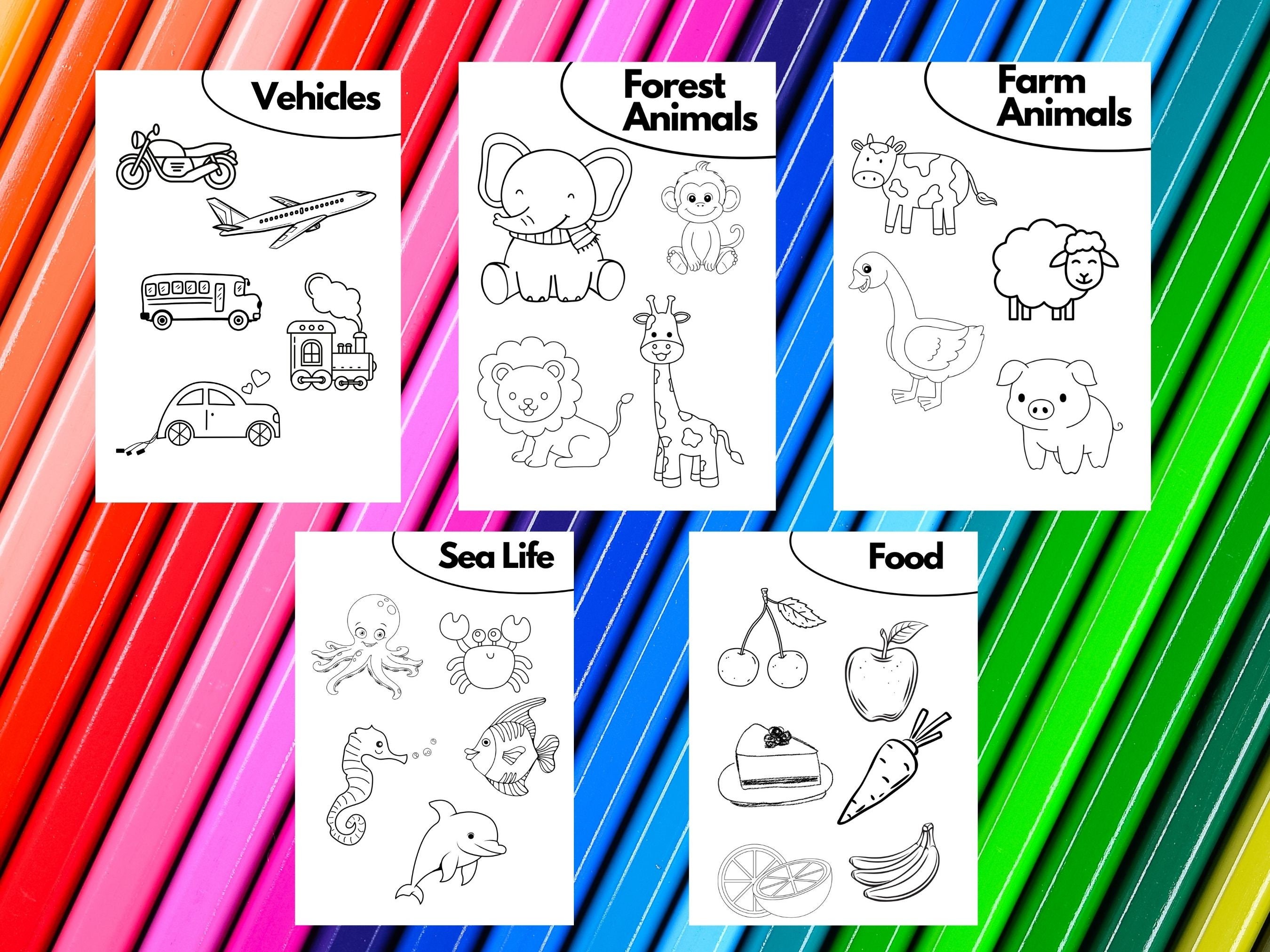 5 Printable Coloring Pages, Kids Coloring Pages, Simple Coloring Book ...