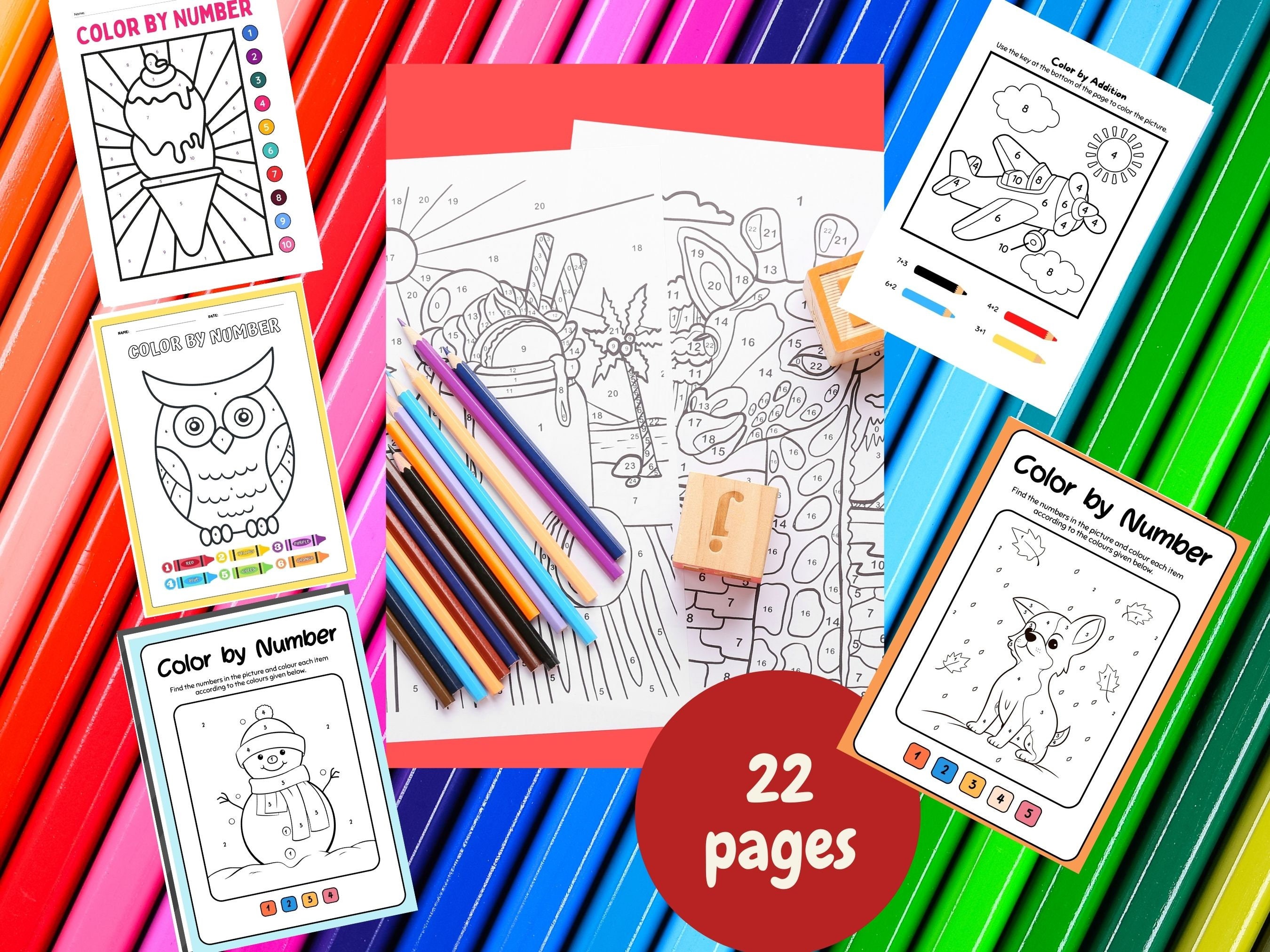 Color by Number, Kids Coloring Book, Kids Coloring Pages, Printable PDF ...
