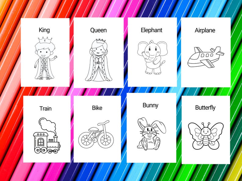 120 Coloring Pages for Kids, Printable Kids Coloring Book, Digital ...
