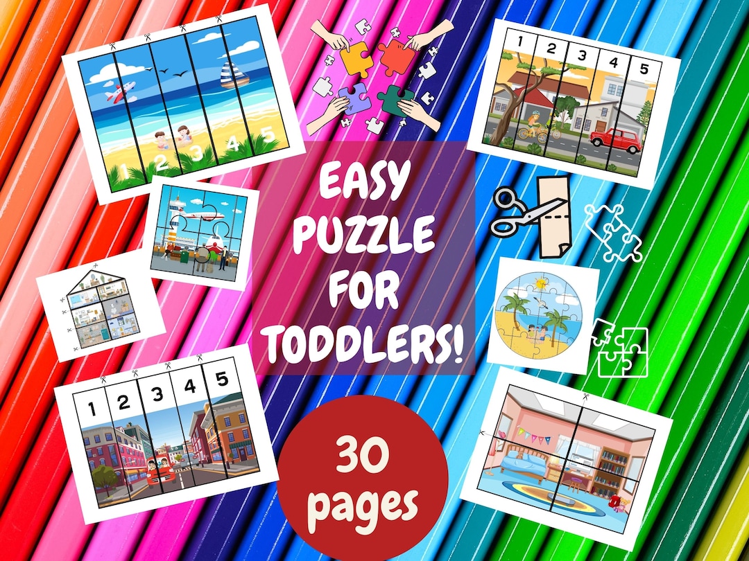 Easy Puzzle for Toddlers, Printable Toddler Busy Book, Preschool ...
