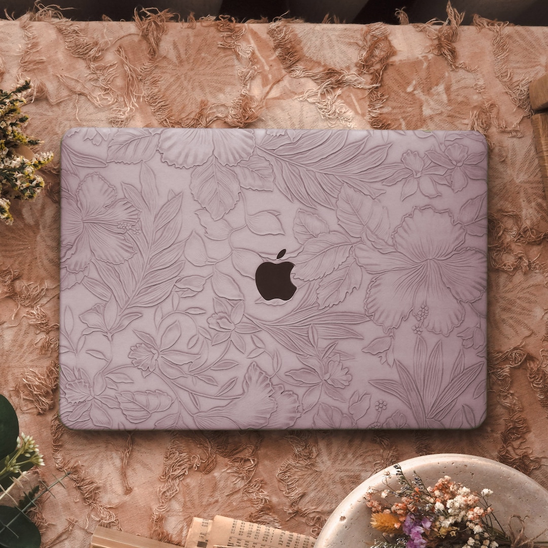 Lavender Purple Embossed Floral Leather PU Mac Case MacBook Pro 13 Air ...