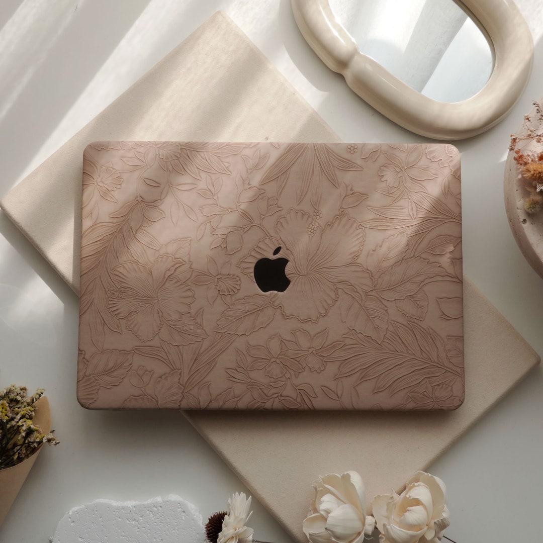 Classic Brown Elegant Floral Leather PU Mac Case MacBook Pro 13 Air 13 ...