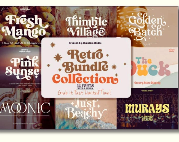 Modern Retro Font Bundle Collection Font Bundle, Cricut Font, Font ...