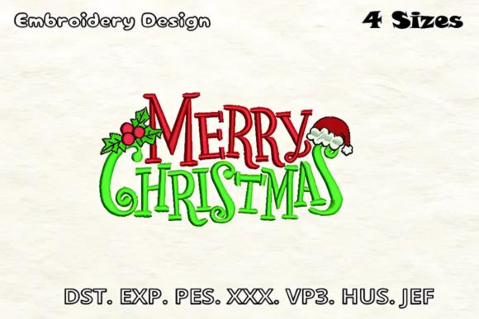 Merry Christmas Embroidery Design, Merry Christmas Machine Embroidery ...
