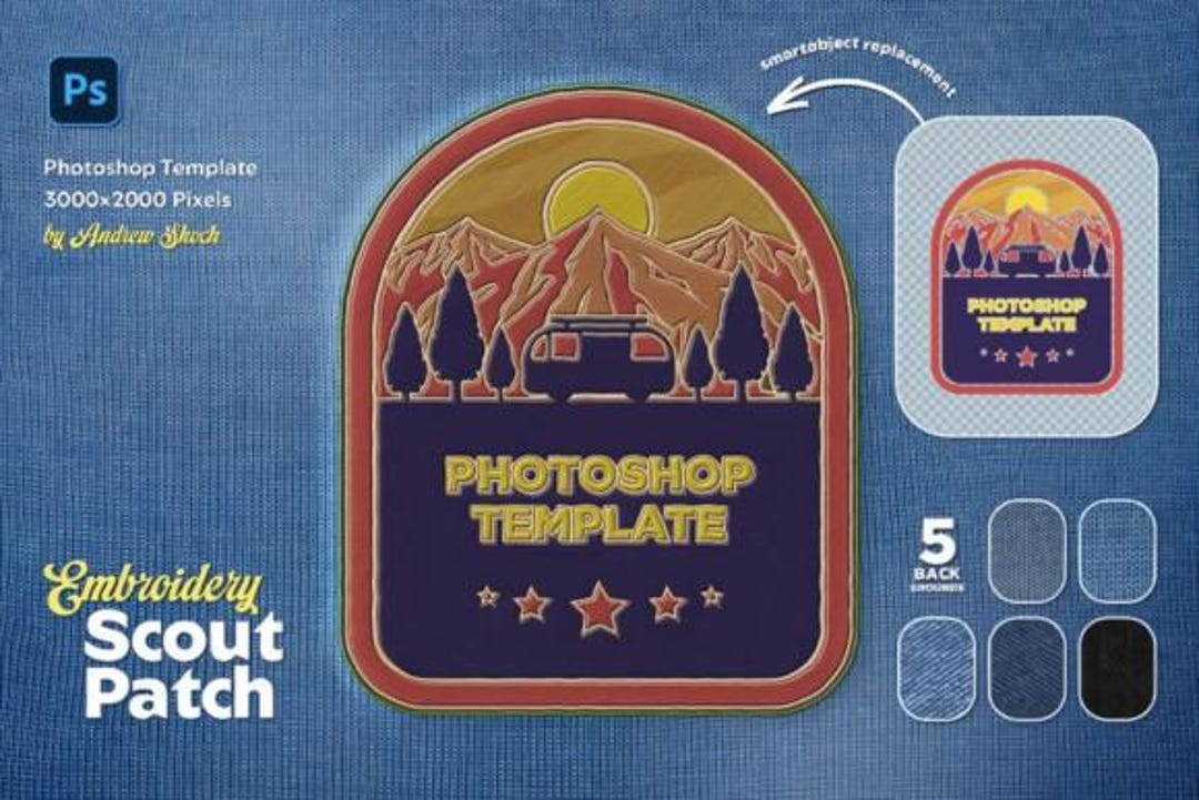 Embroidery Patch Mockup, Realistic Patch Mockup, Customizable ...