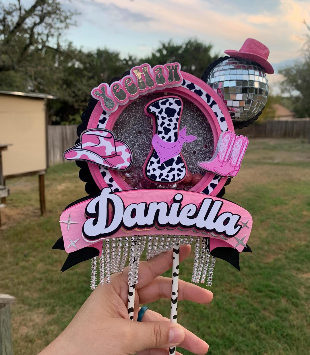 Disco Cowgirl Cake Topper. Cowgirl Cake Topper. Disco Cake Topper - Etsy