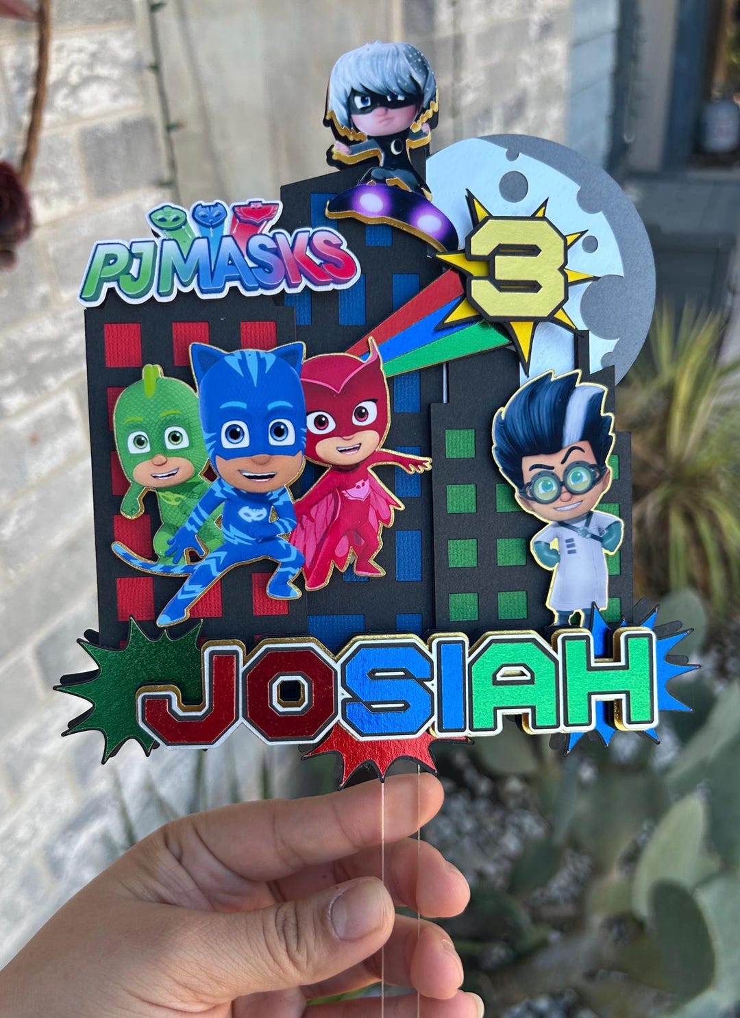 PJ Mask Cake Topper. Custom Cake Topper. PJ Cake Topper. Super Hero ...
