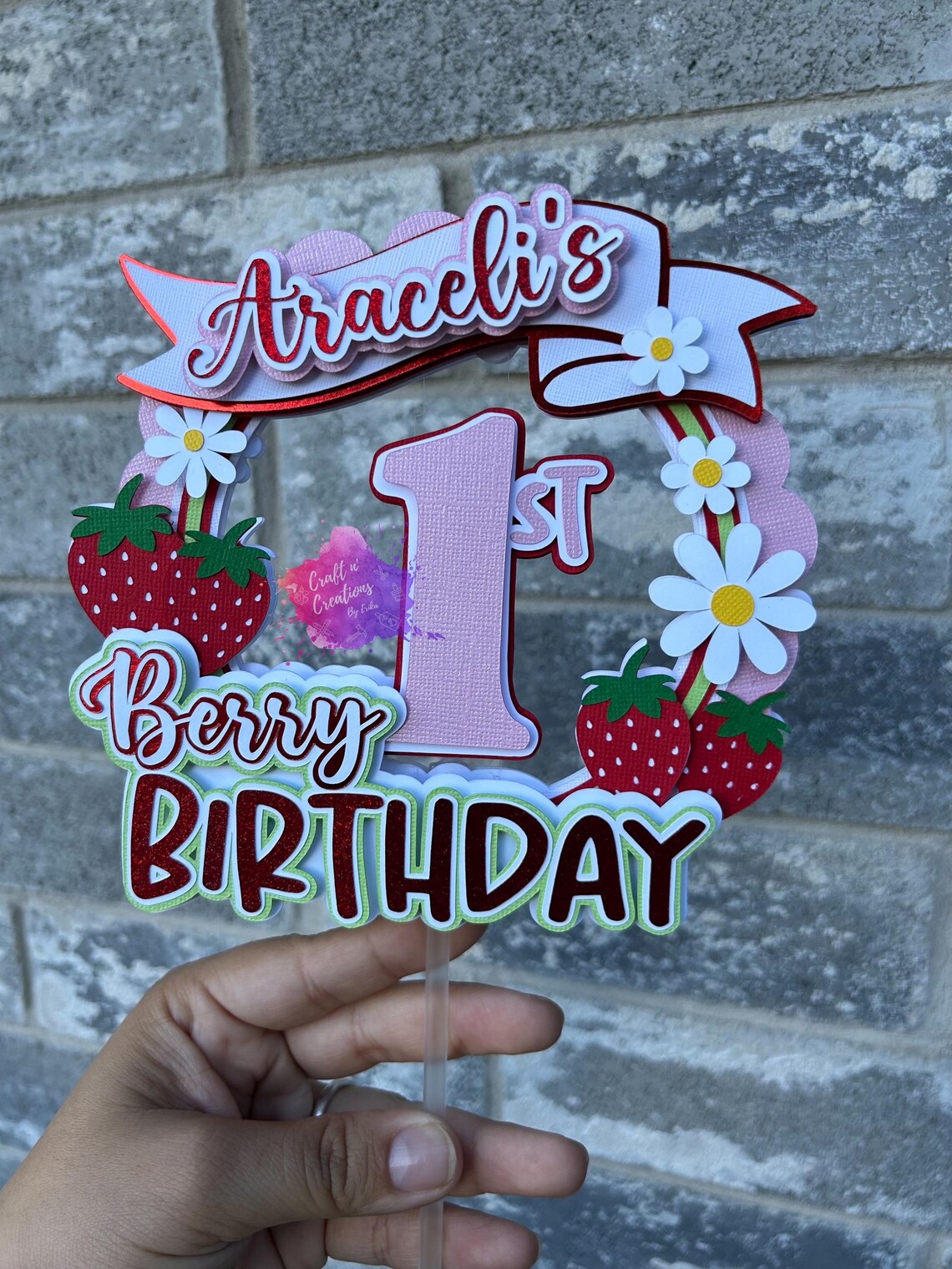 Berry First Birthday Cake Topper. Strawberry Cake Topper. Berry Topper ...