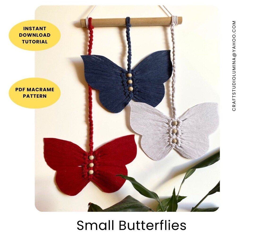 Macrame Pattern PDF Tutorial Small Butterflies Made by Cord Decoration ...