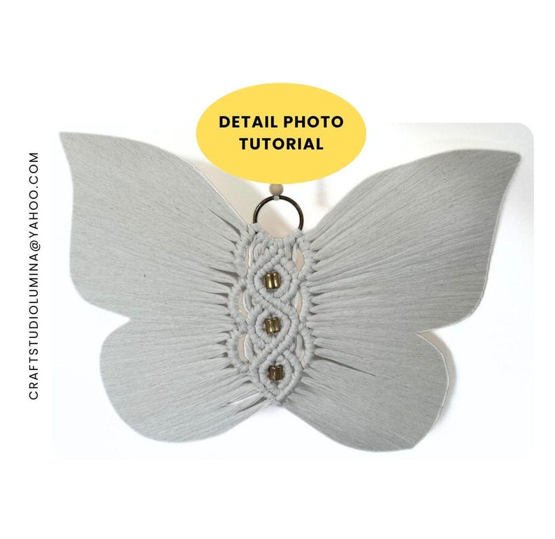 Macrame Pattern PDF Tutorial Large Butterfly With Beads Made by Cord Decoration for Home Wall ...