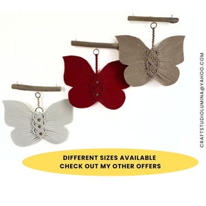 Macrame Pattern PDF Tutorial Large Butterfly With Beads Made by Cord Decoration for Home Wall ...
