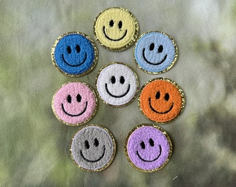 2 Chenille Smiley Face Iron-on Patch - Etsy