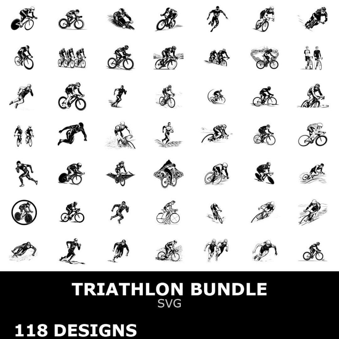 Triathlon Digital Clipart Bundle Svg Cricut Cutting Files Sports ...