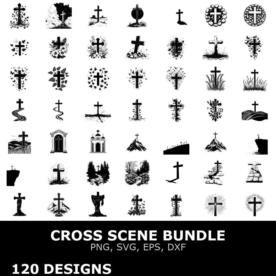 Cross Scene Digital Clipart Bundle Svg Png Eps Dxf for Cricut Cutting ...