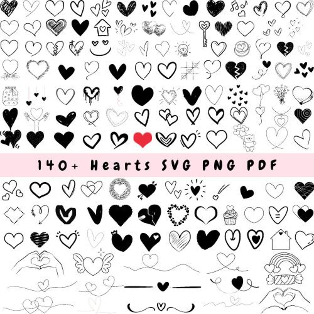 Heart Bundle SVG, Clipart Heart, SVG Files, PNG File, Heart Print ...