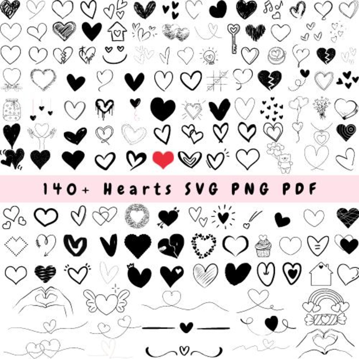 Heart Bundle SVG, Heart Clipart, SVG Files, PNG File, Heart Print ...