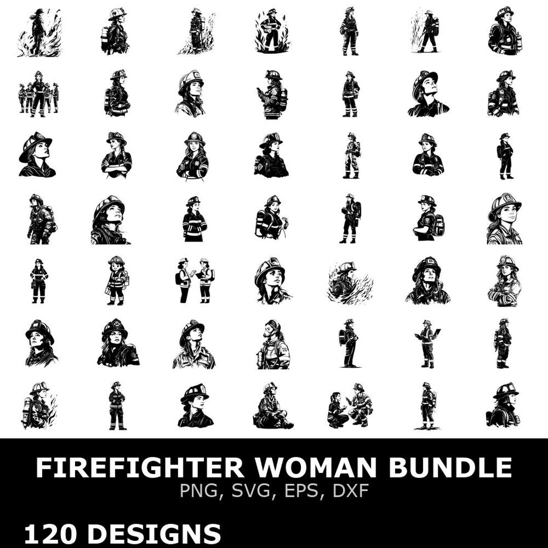 Firefighter Woman Digital Clipart Bundle Svg Png Eps Dxf for Cricut ...