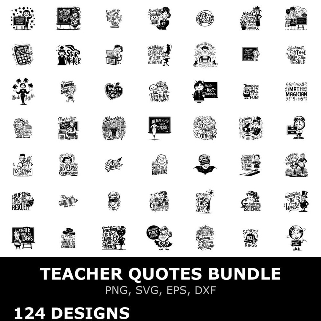 Teacher Quotes Digital Clipart Bundle Svg Png Eps Dxf Cricut Cutting ...