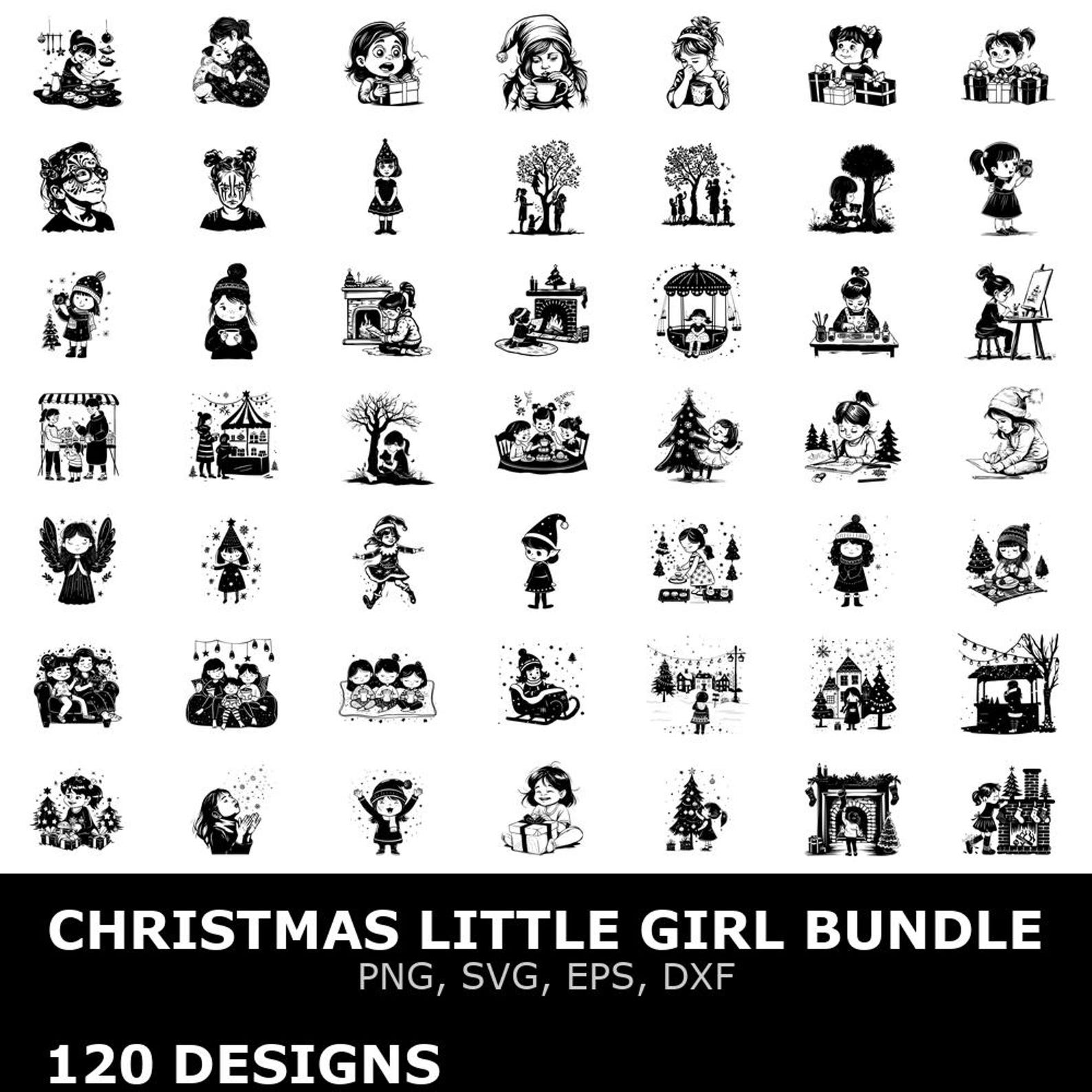 Christmas Little Girl Digital Clipart Bundle Svg Png Eps Dxf for Cricut ...