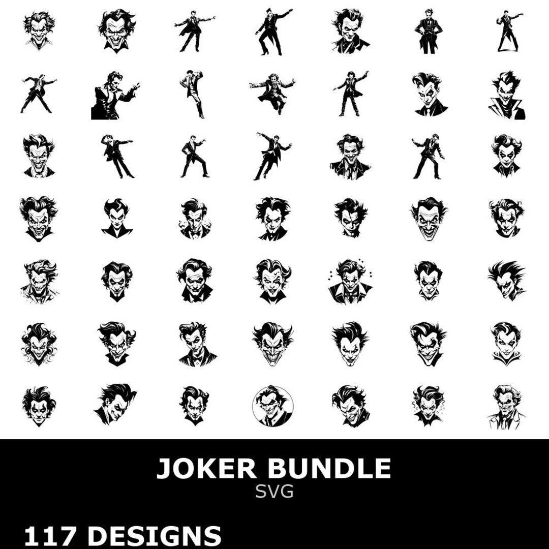 Joker Digital Clipart Bundle Svg Files for Cricut Cutting Projects Fun ...