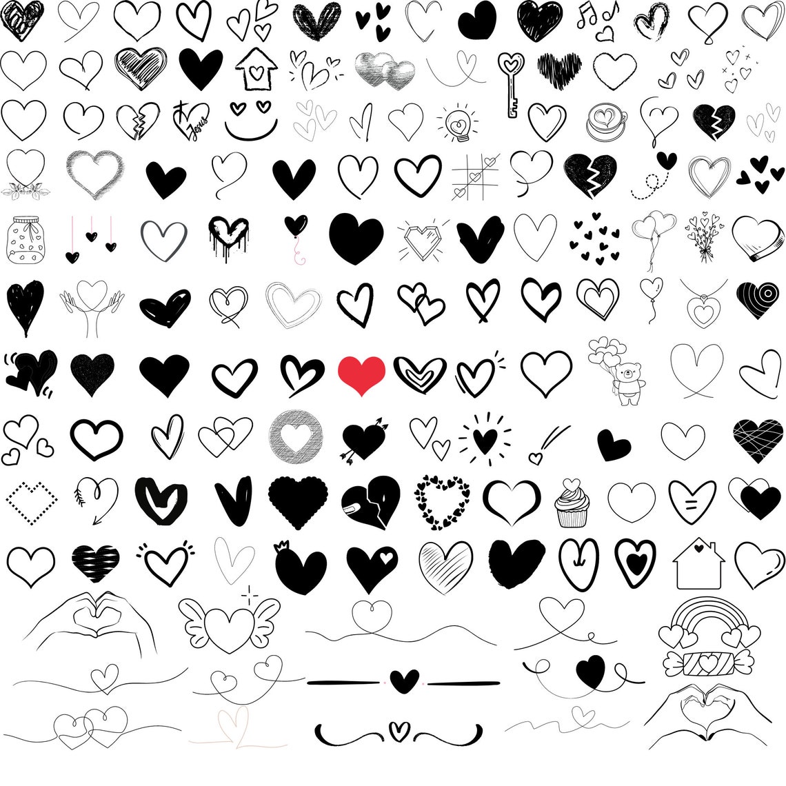 Heart Bundle SVG, Heart Clipart, SVG Files, PNG File, Heart Print ...