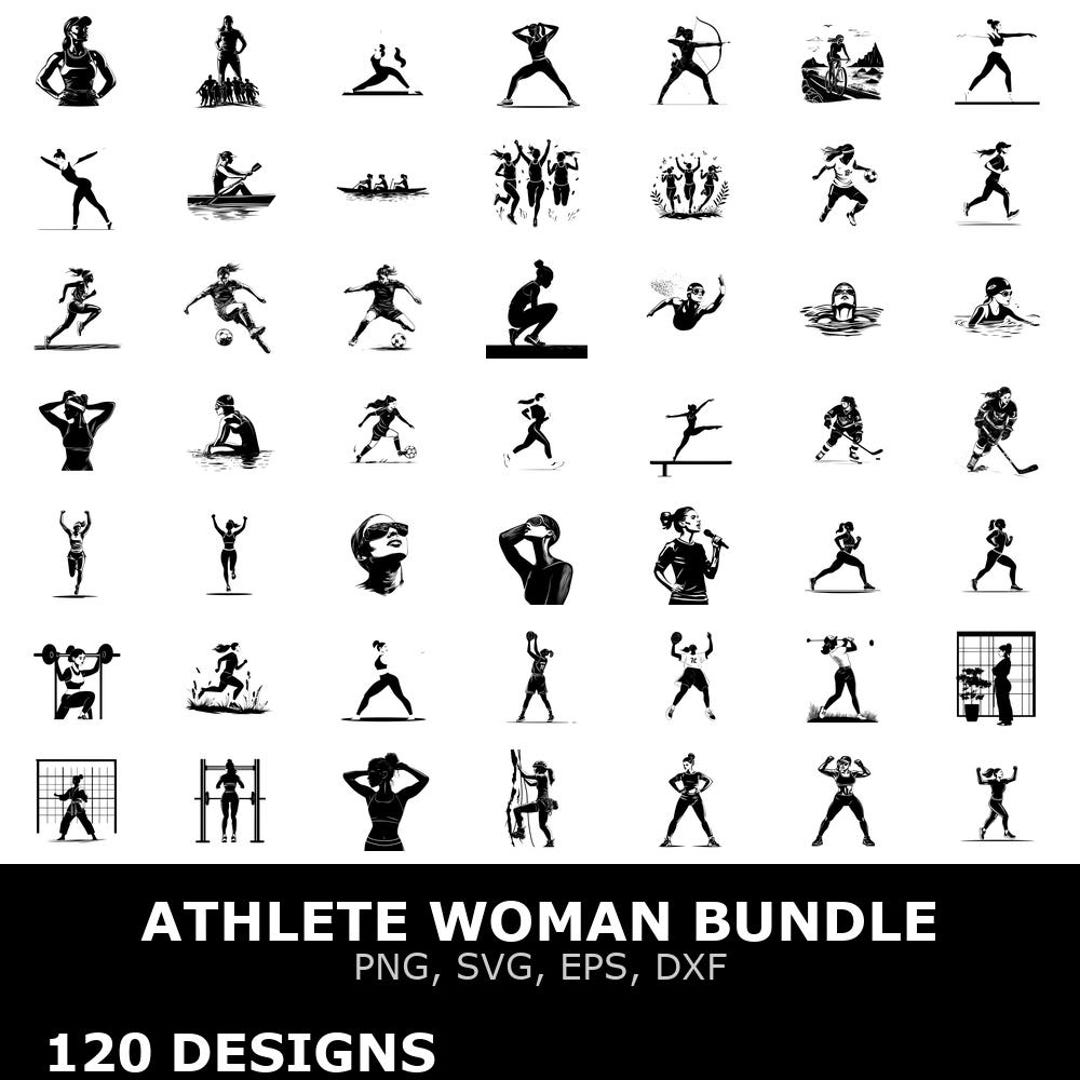 Athlete Woman Digital Clipart Bundle Svg Png Eps Dxf for Cricut Cutting ...