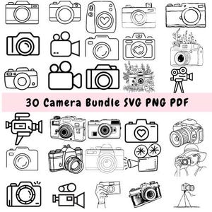 Camera Bundle SVG, Camera Doodle Svg, Camera SVG Cutting Files for ...