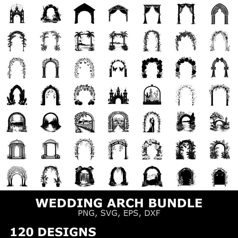 Wedding Arch Digital Clipart Bundle Svg Png Eps Dxf for Cricut Cutting ...