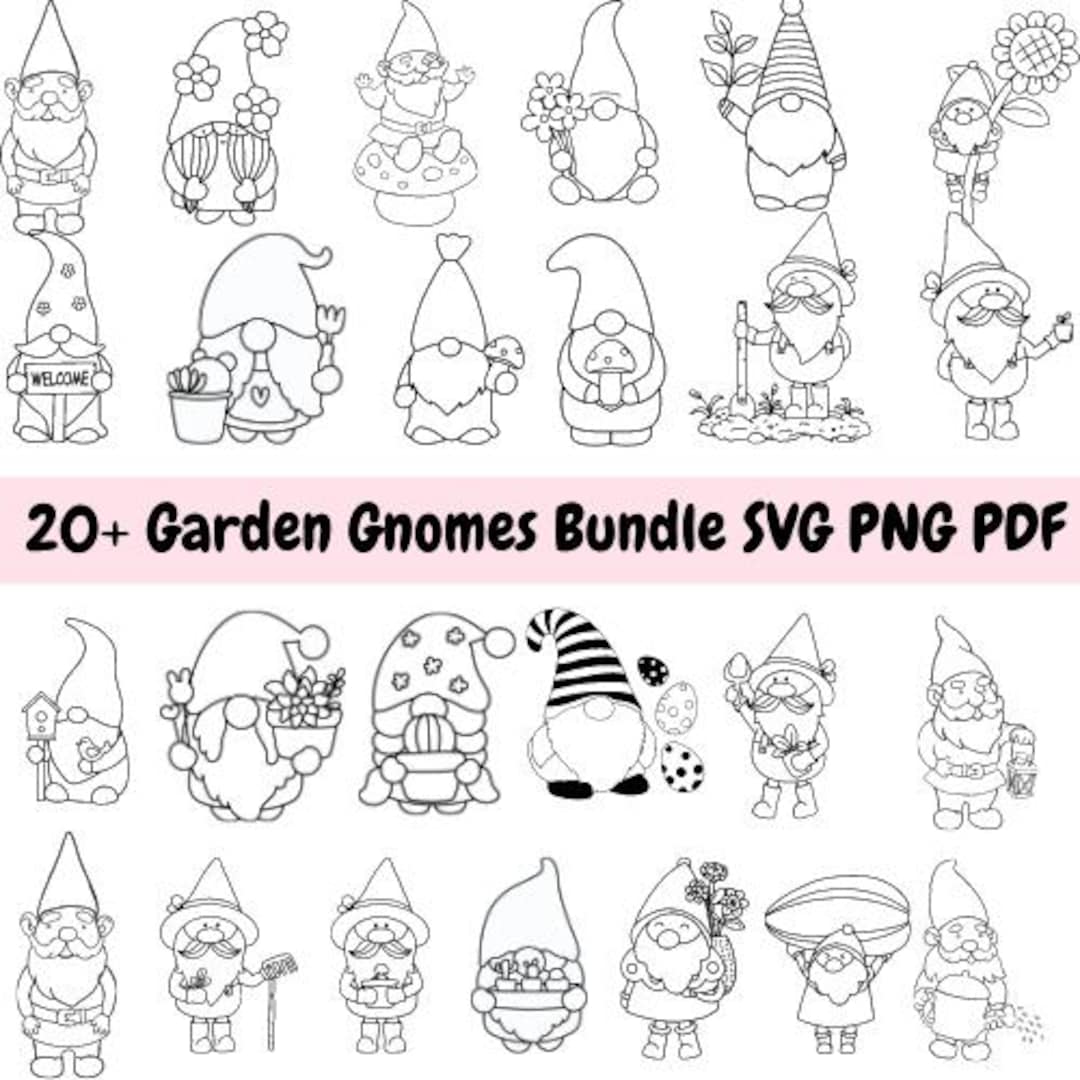 Garden Gnomes Bundle SVG, Garden Gnomes Clipart, SVG Files, PNG File ...