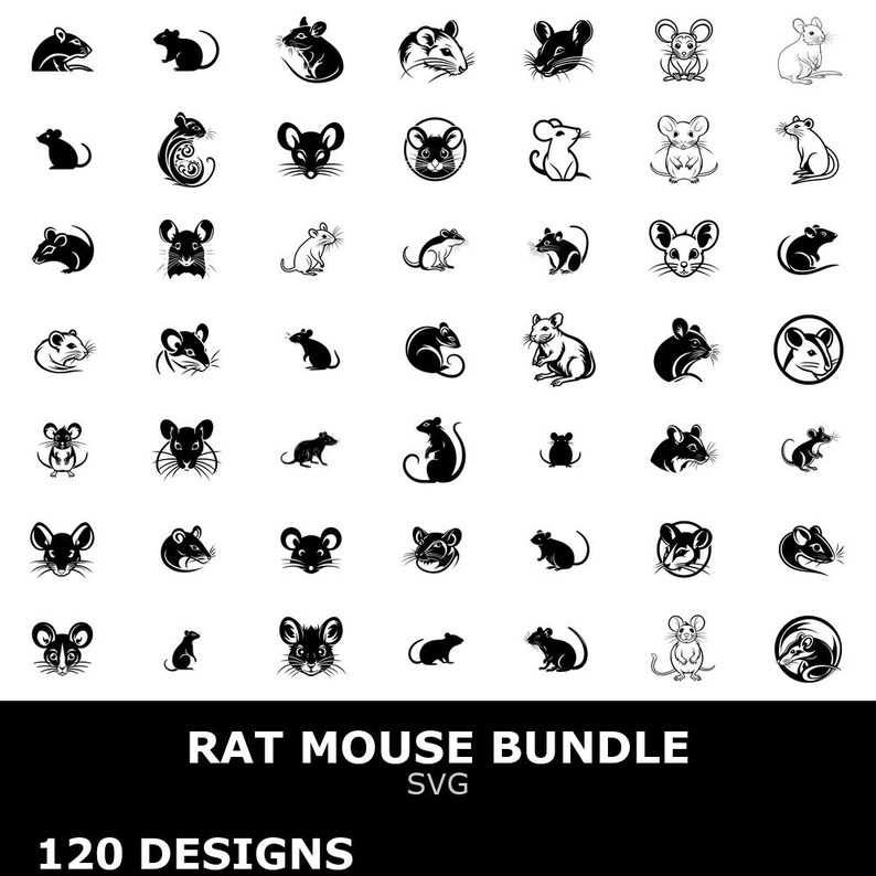 Rat Mouse Digital Clipart Bundle Svg Cricut Cutting Files Cute Animal ...