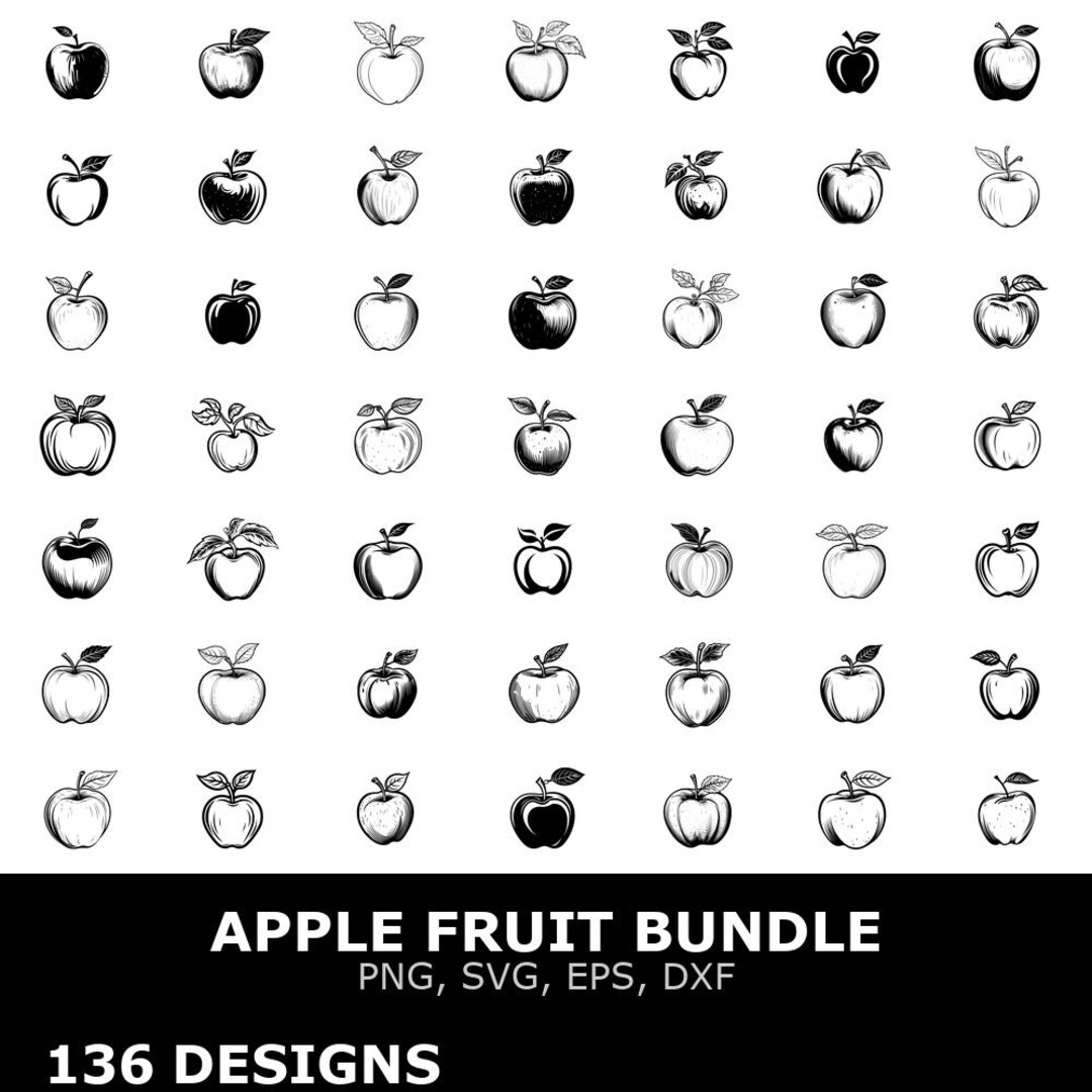 Apple Fruit Digital Clipart Bundle Svg Png Eps Dxf for Cricut Cutting ...