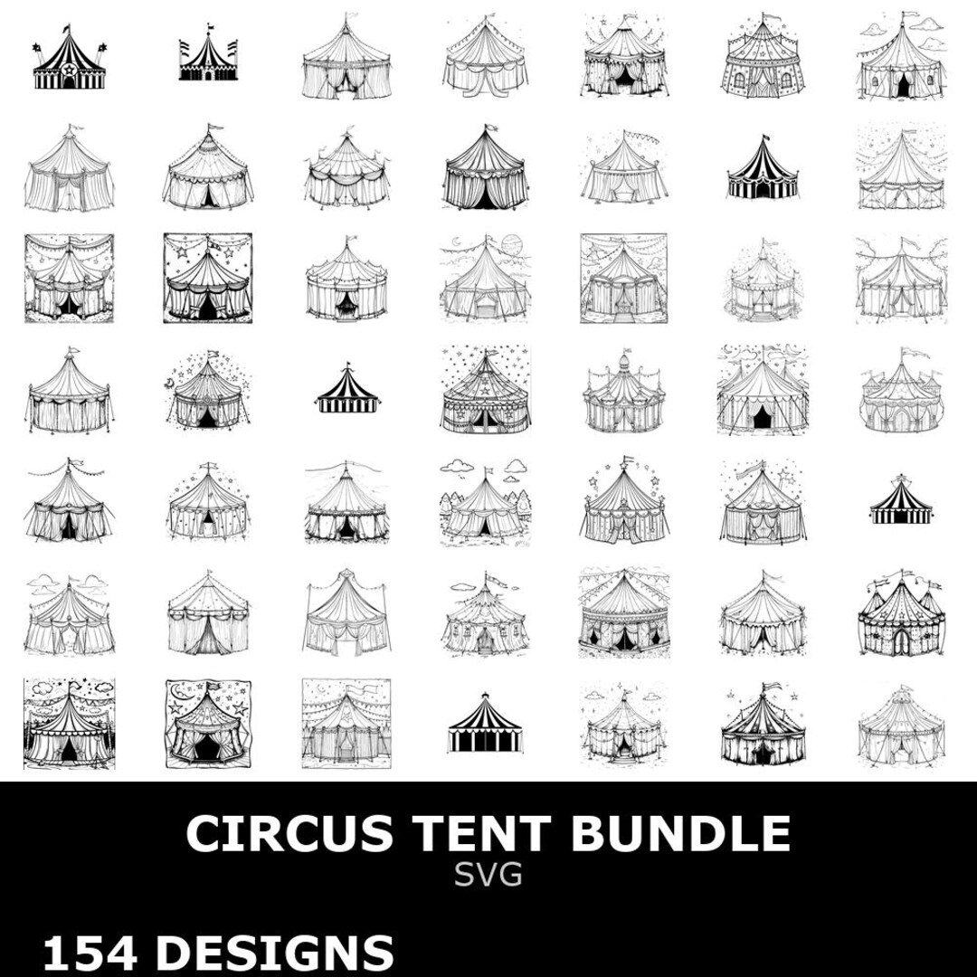 Circus Tent Digital Clipart Bundle Svg for Cricut Cutting Files Graphic ...