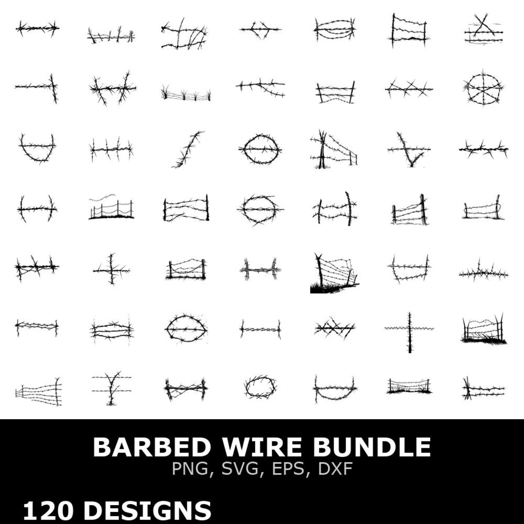 Barbed Wire Digital Clipart Bundle Svg Png Eps Dxf for Cricut Cutting ...