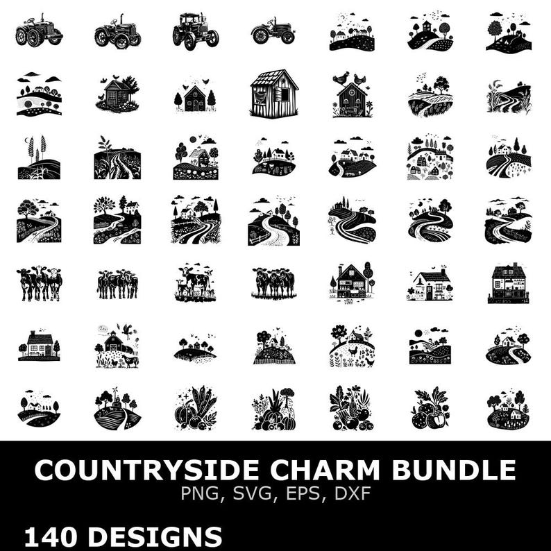 Countryside Charm Digital Clipart Bundle Svg Png Eps Dxf for Cricut ...