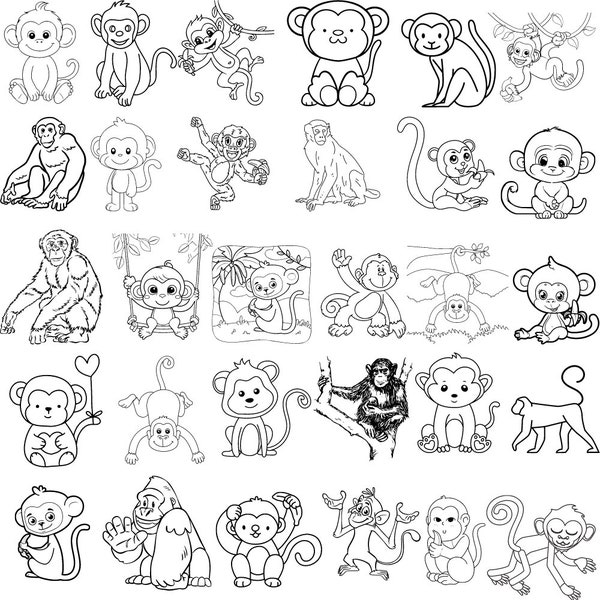 Monkey Clipart - Etsy