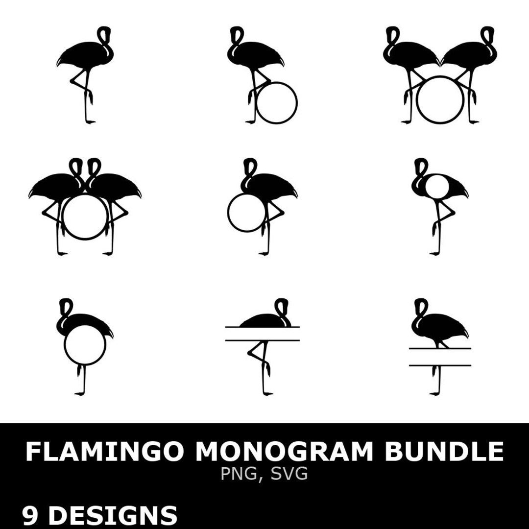 Flamingo Monogram SVG Bundle, Flamingo Monogram Clipart, Cutting Files ...
