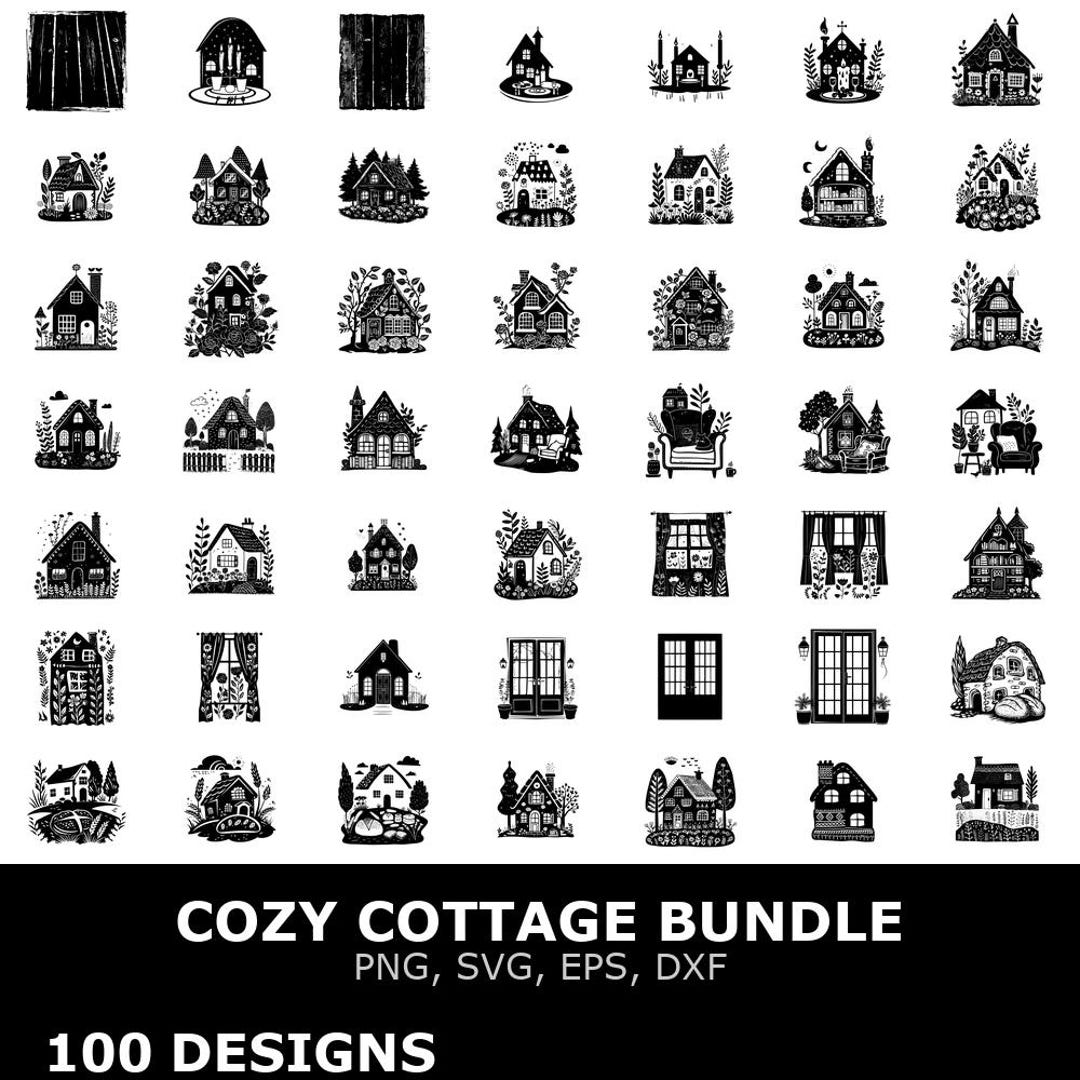 Cozy Cottage Digital Clipart Bundle Svg Png Eps Dxf for Cricut Cutting ...