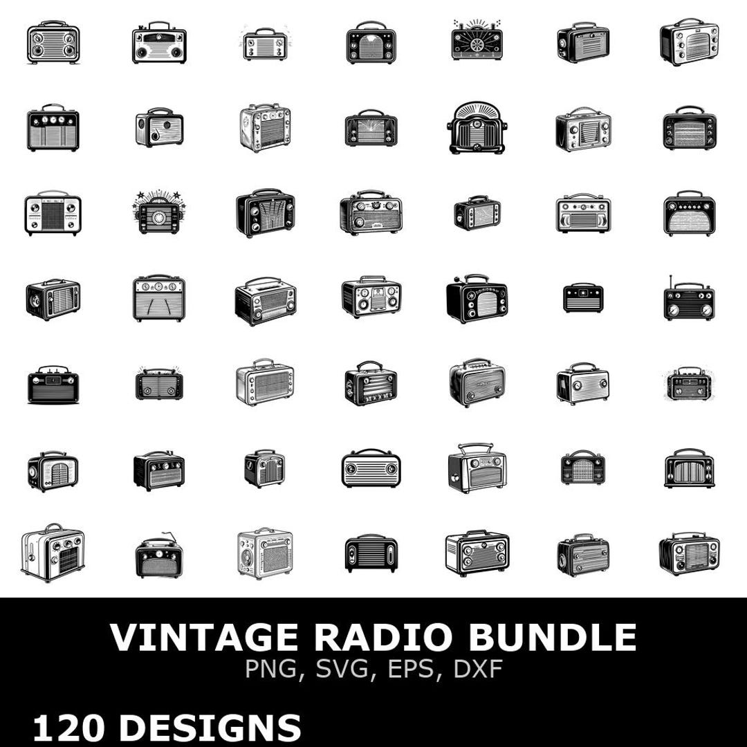Vintage Radio Digital Clipart Bundle Svg Png Eps Dxf Cricut Cutting ...