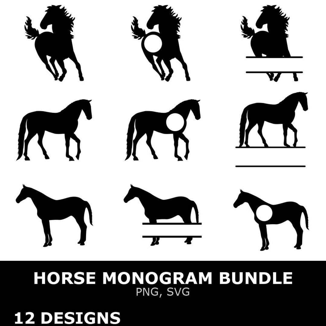 Horse Monogram SVG Bundle, Horse Monogram Clipart, Cutting Files for ...