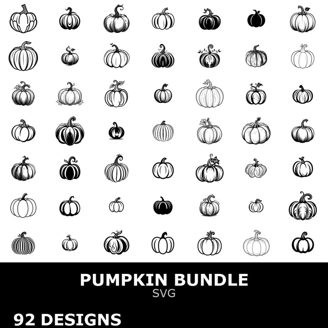 Pumpkin Digital Clipart Bundle Svg Cricut Cutting Files Fall Harvest ...