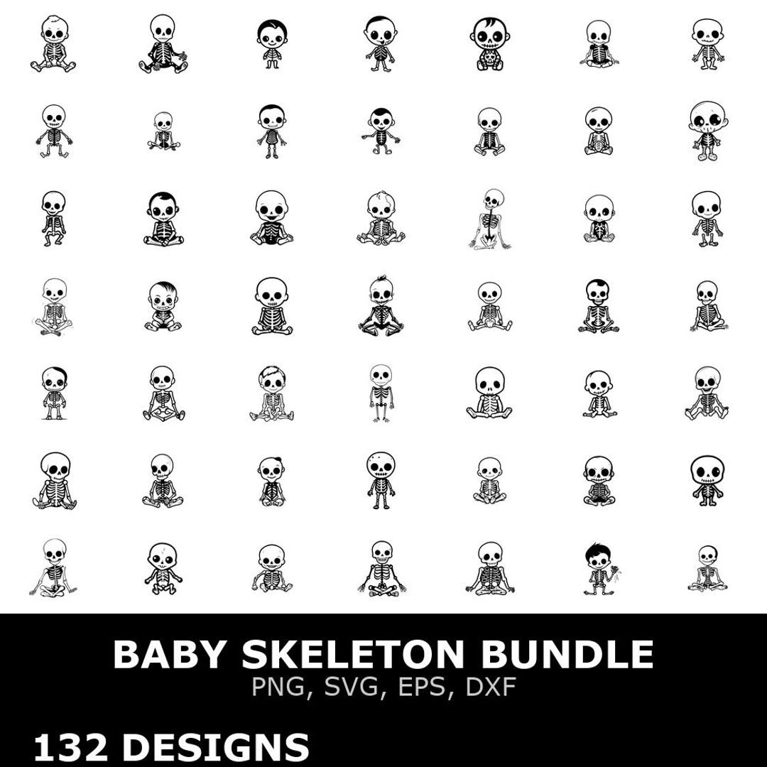 Baby Skeleton Digital Clipart Bundle Svg Png Eps Dxf for Cricut Cutting ...