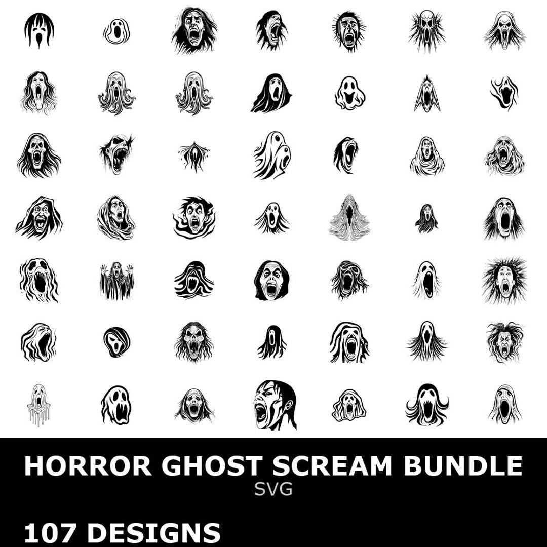 Horror Ghost Scream Digital Clipart Bundle Svg Cricut Cutting Files ...