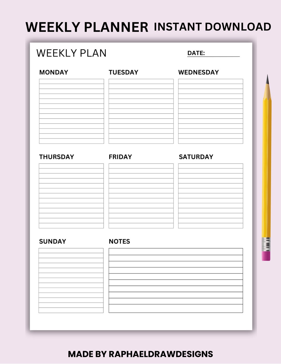 Weekly Planner List SVG, Weekly Planner Clipart, SVG Files, PNG File ...