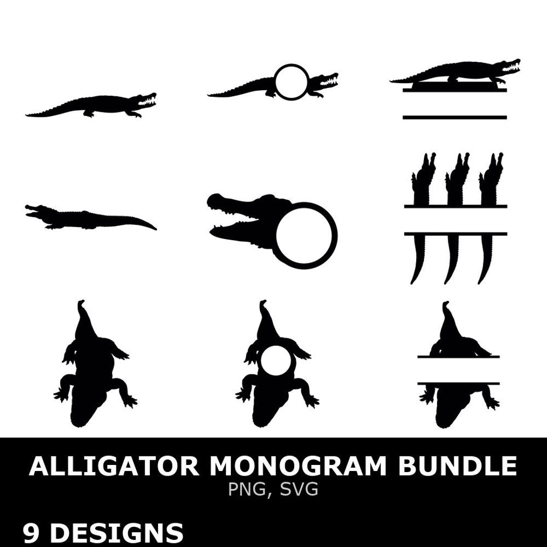 Alligator Monogram SVG Bundle, Alligator Monogram Clipart, Cutting ...