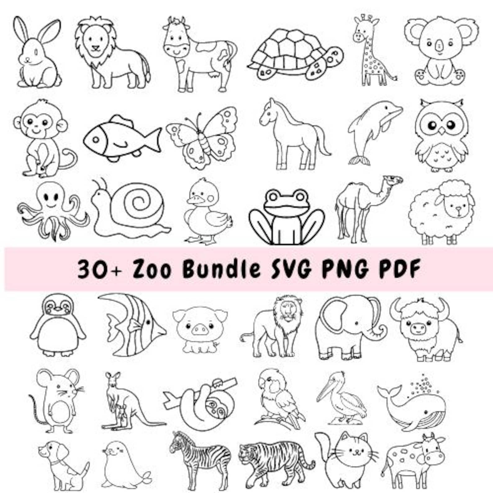 Zoo Animals Bundle SVG, Zoo Doodle Svg, Zoo SVG Cutting Files for ...