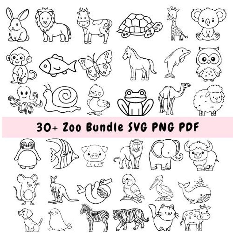 Zoo Animals Bundle SVG, Zoo Doodle Svg, Zoo SVG Cutting Files for ...